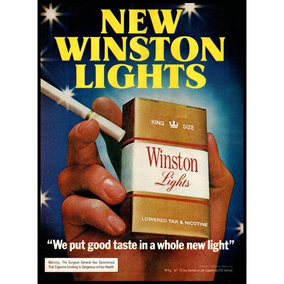 Winston | Art | 974 Winston Lights Cigarettes Vintage Print Ad Giant ...